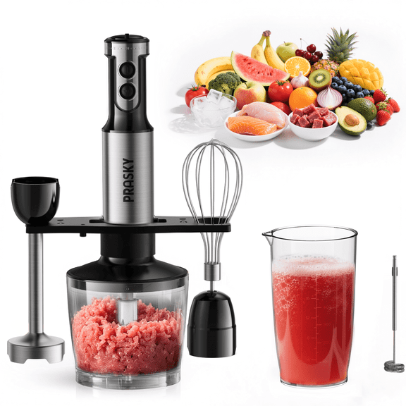 6-in-1 Hand Immersion Blender, 1000W 12 Speed Handheld Blender with ...