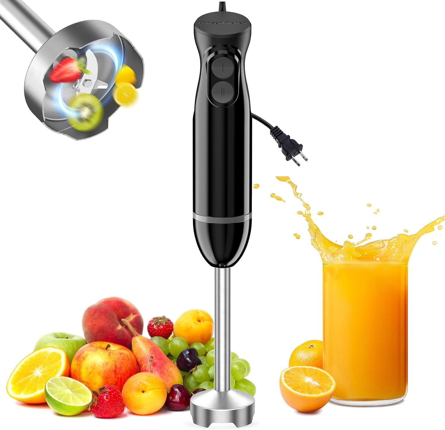 Hand Blender, Immersion Blender with 2 Mixing Speed, Electric Handheld ...