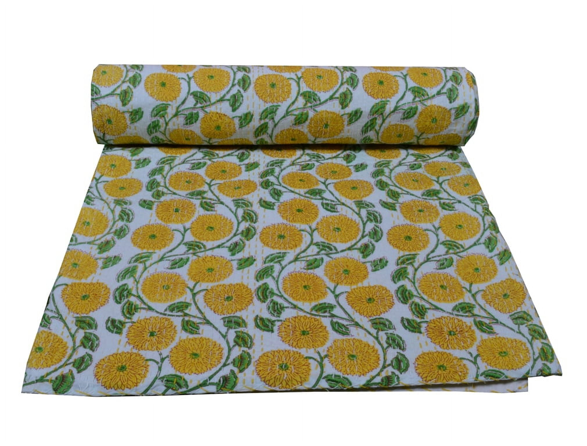 Hand Block Floral Print Quilt Queen Kantha Quilt Peach Quilt Kantha ...