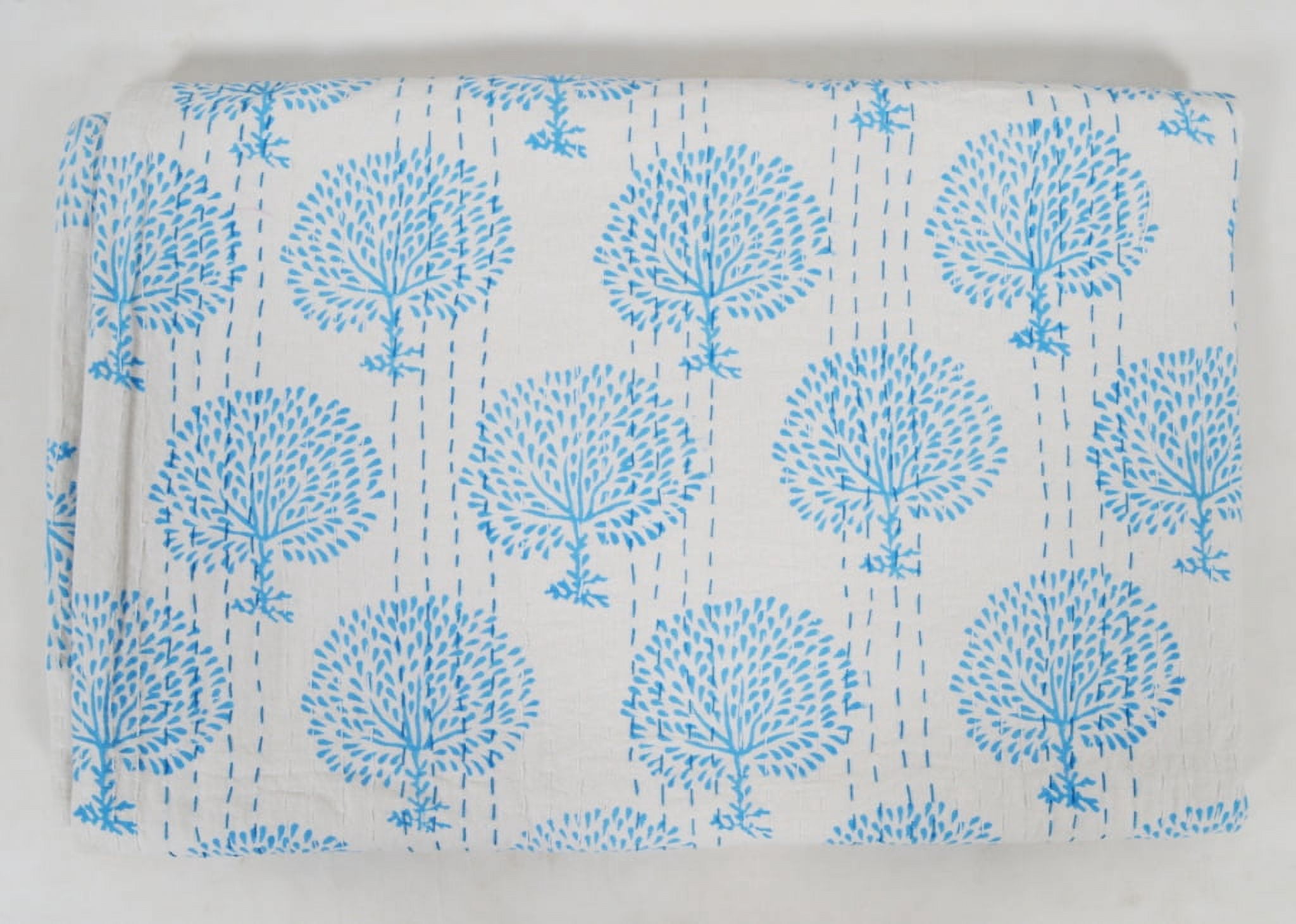 Hand Block Floral Print Quilt Vintage Kantha Quilt Kantha Bedspread 100 ...