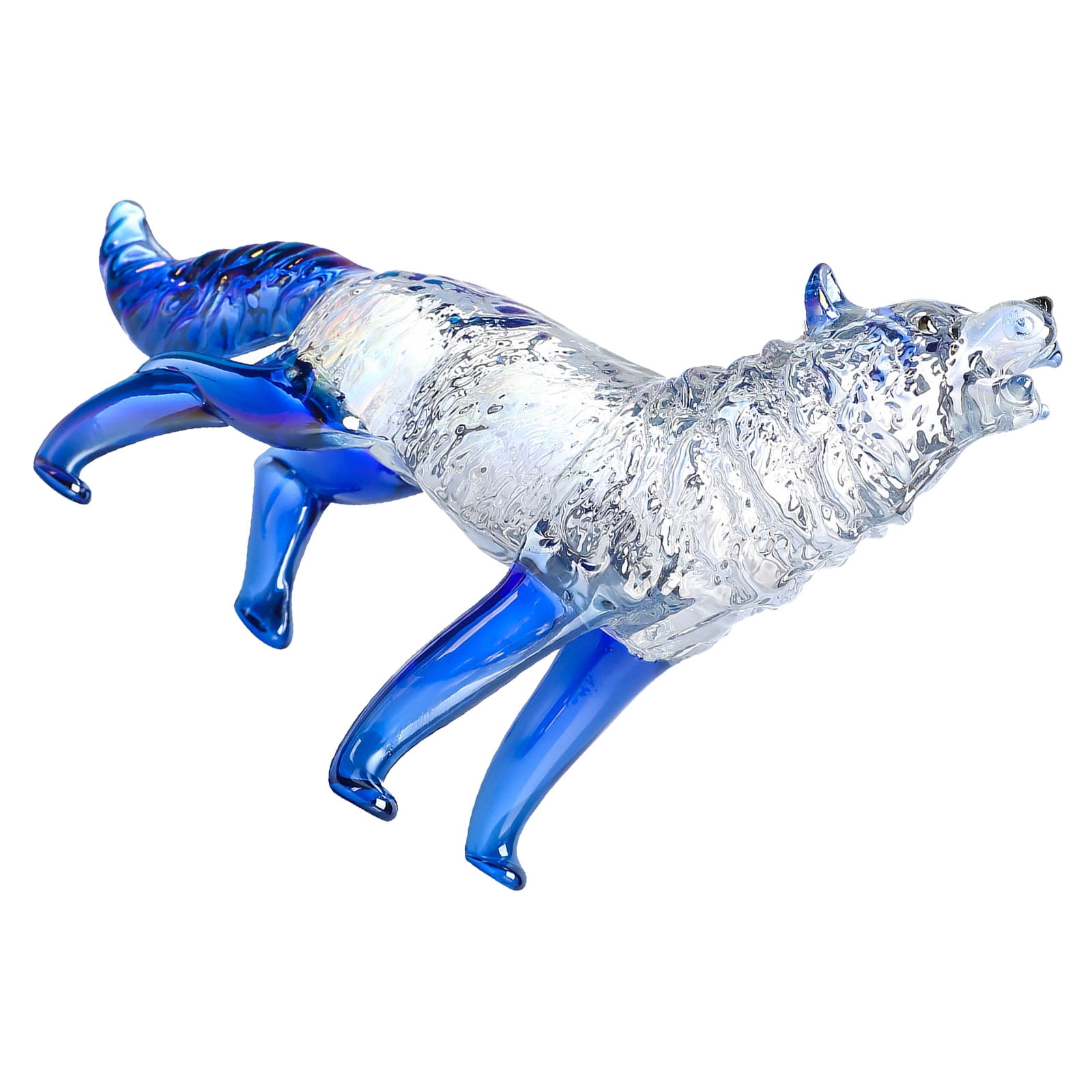 Hand Blown Crystals Glass Wolf Figurine Howlings Wolf Statue Animal ...