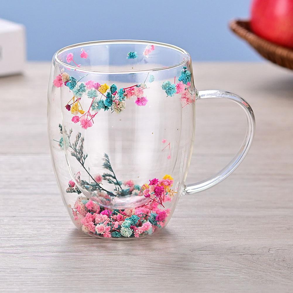 Hand Blown Double Layered Glass Cup with Dried Flower Filling - Eco ...