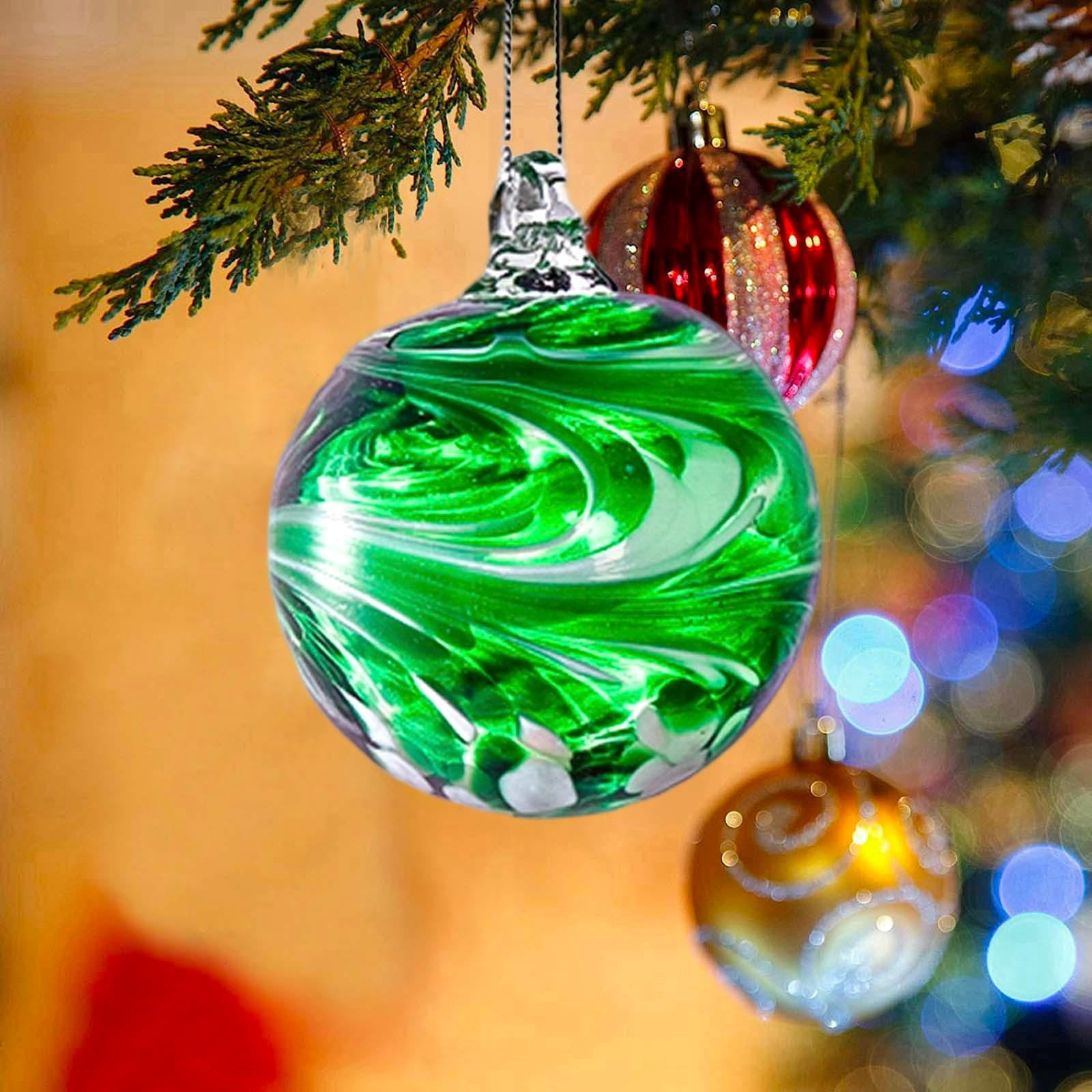 Hand-Blown Glass Christmas Ball Ornaments, Transparent Glass Hanging ...