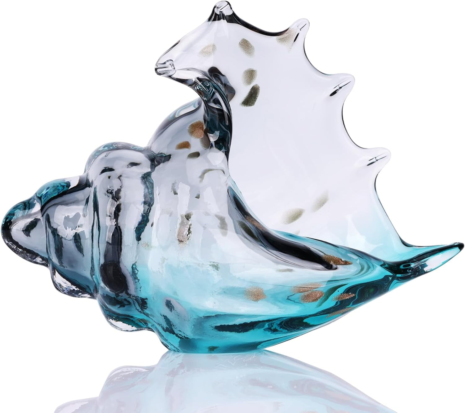 Hand Blown Glass Conch Statue, Gray Glass Art Figurine, Conch Shell ...