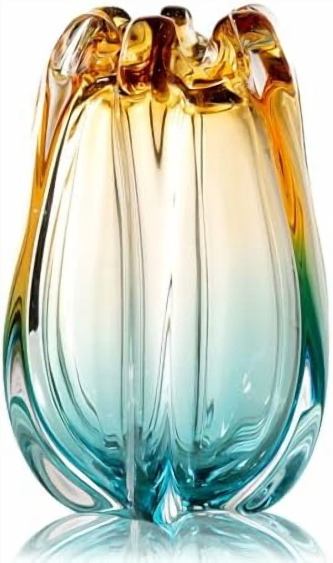 Hand Blown Glass Flower vases, Unique Glass vases, Wide Mouth vases ...