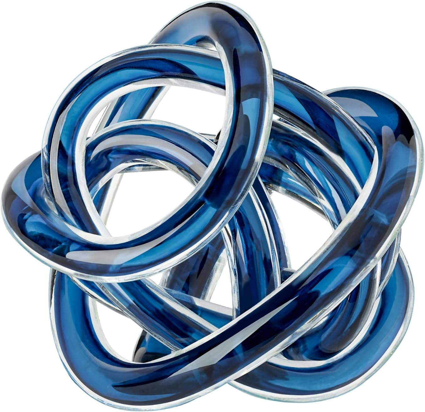 Hand Blown Glass Infinity Knot Sculpture - 3 Inch Glass Art Teal Knot ...