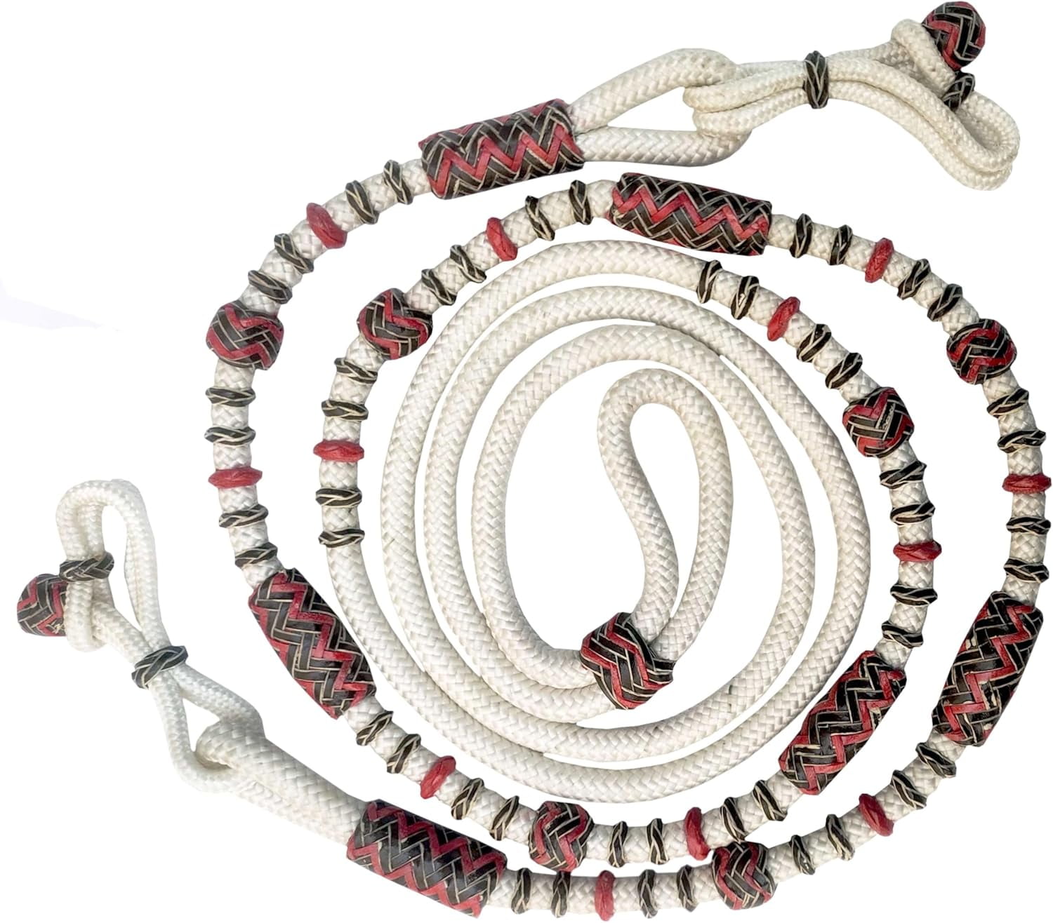 Hand-Braided Roping Reins with Multi-Colored Knots – Premium White ...