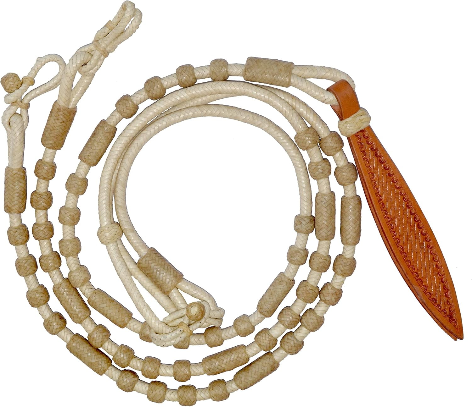 Hand-Braided White Rawhide Romal Reins with Natural Knots – 8.5 Ft ...
