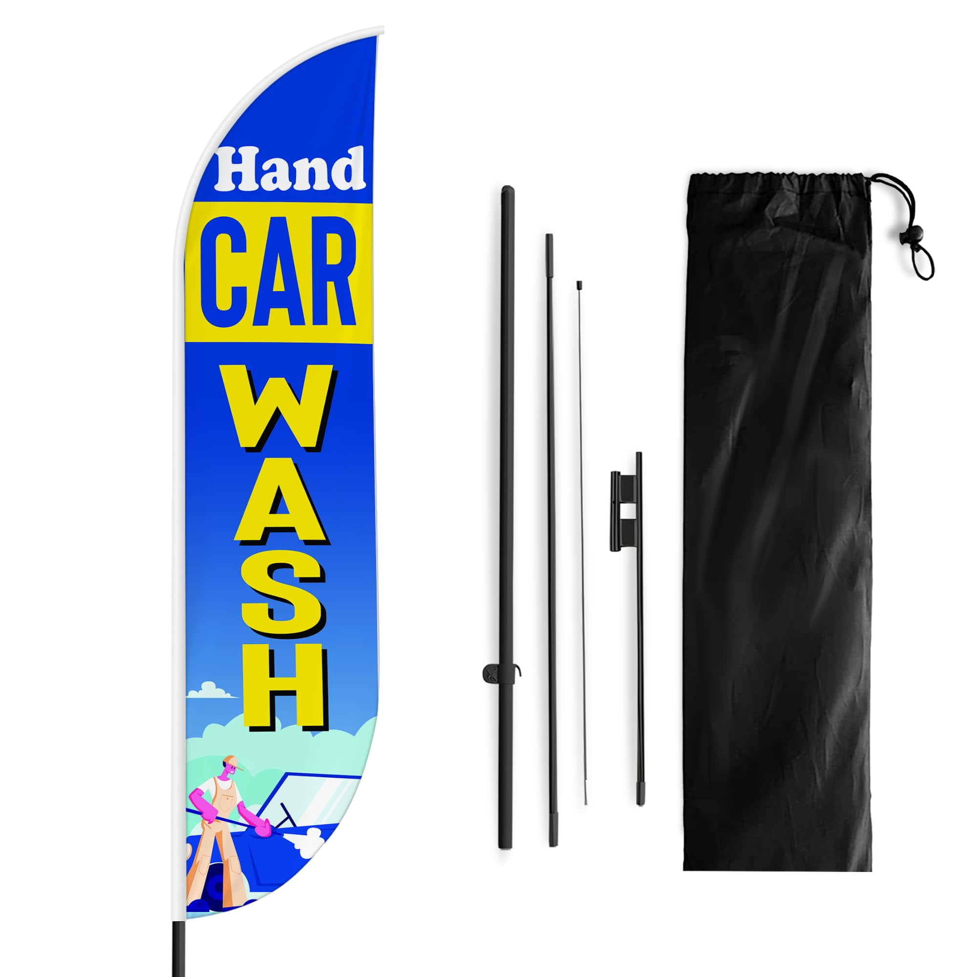 Hand Car Wash Sign feather flag Pole kit Outdoor by Mavis Printing | 15 ...