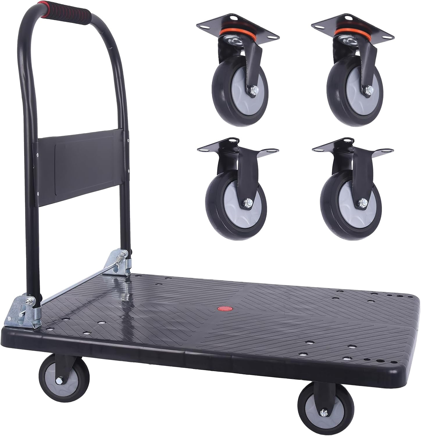 Hand Cart 660 lbs, Push Cart Dolly Black, Capacity Platform Truck ...