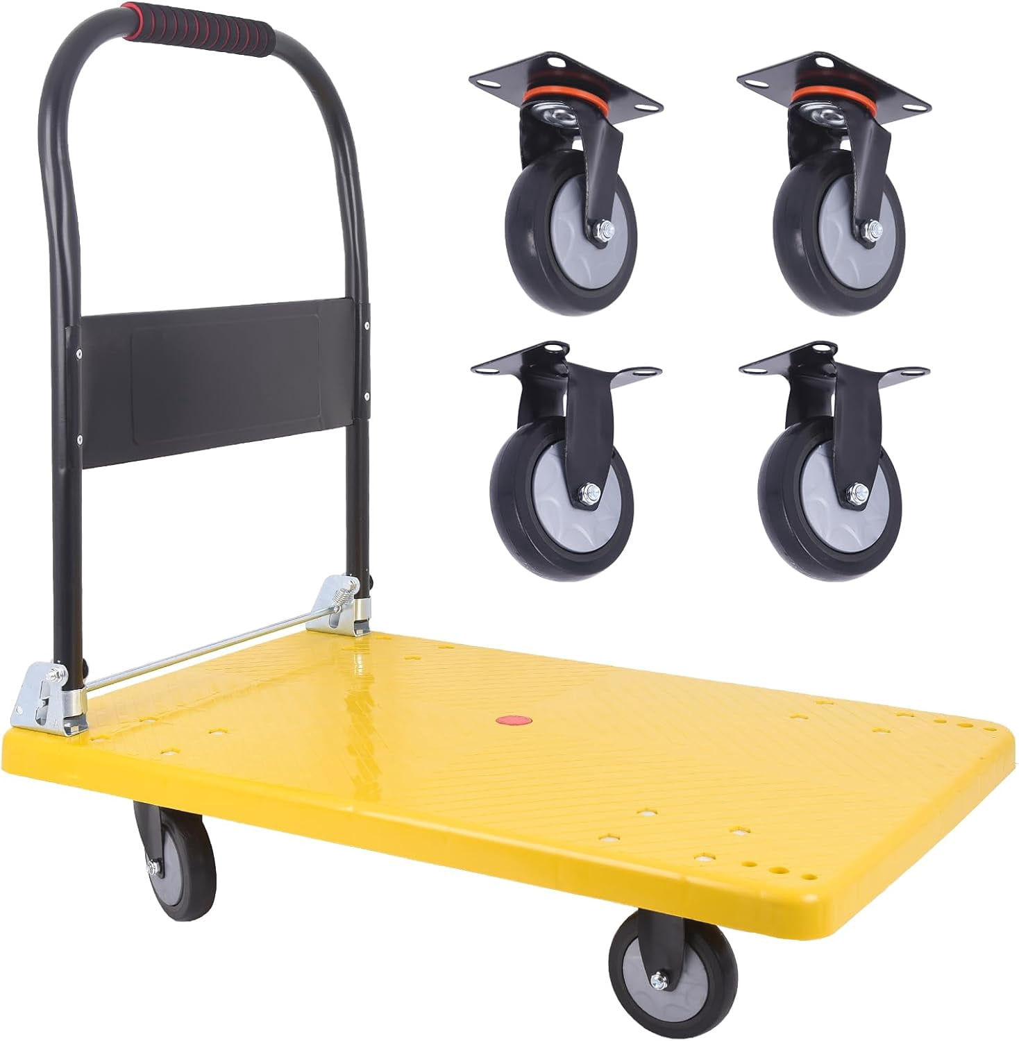 Hand Cart 660 lbs, Push Cart Dolly Yellow, Capacity Platform Truck ...