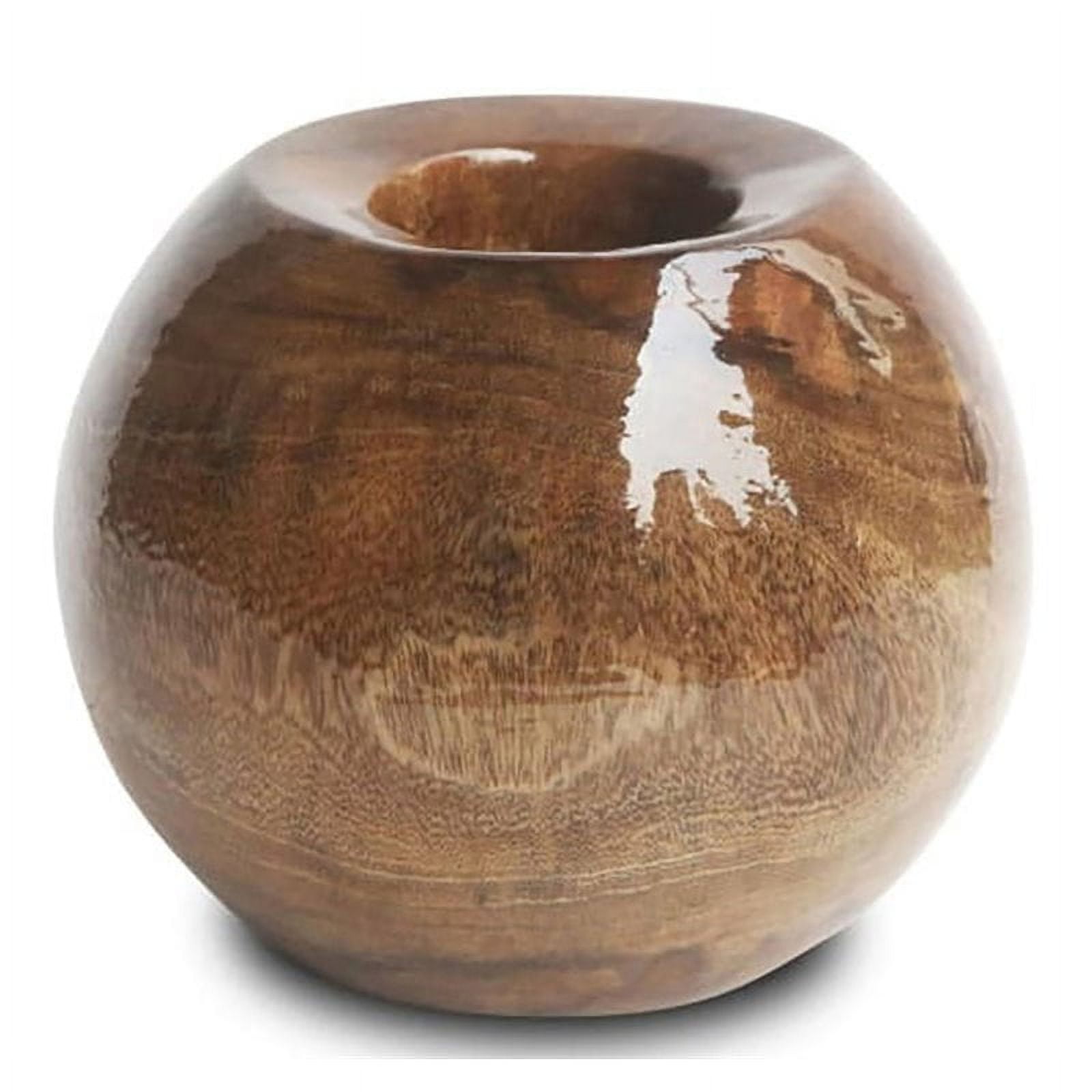 House of Avana Circle of Light Hand-Carved Teak Wood Candle Holder in ...