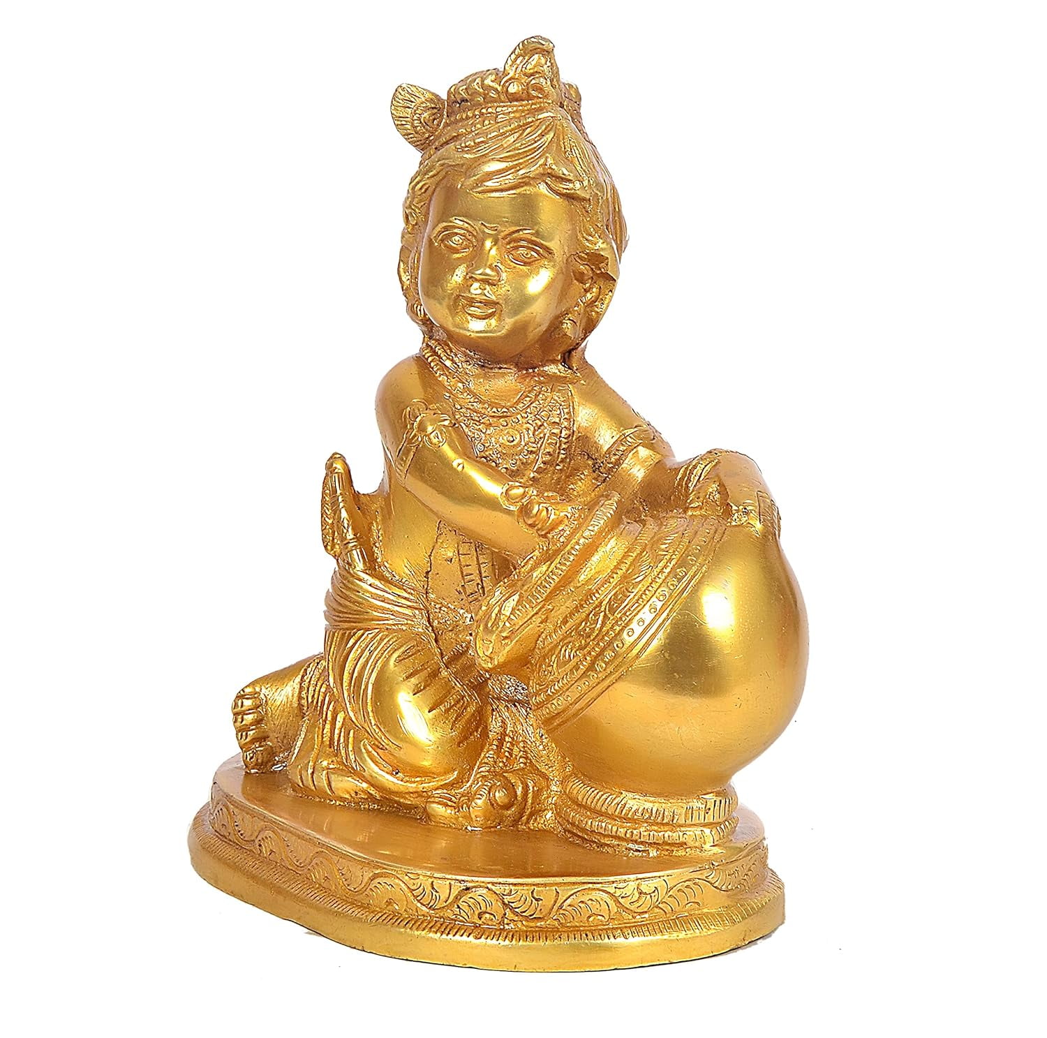 Hand Carved Baby Krishna Sculpture, Laddu Gopal Makhan Chor Idol, Brass ...