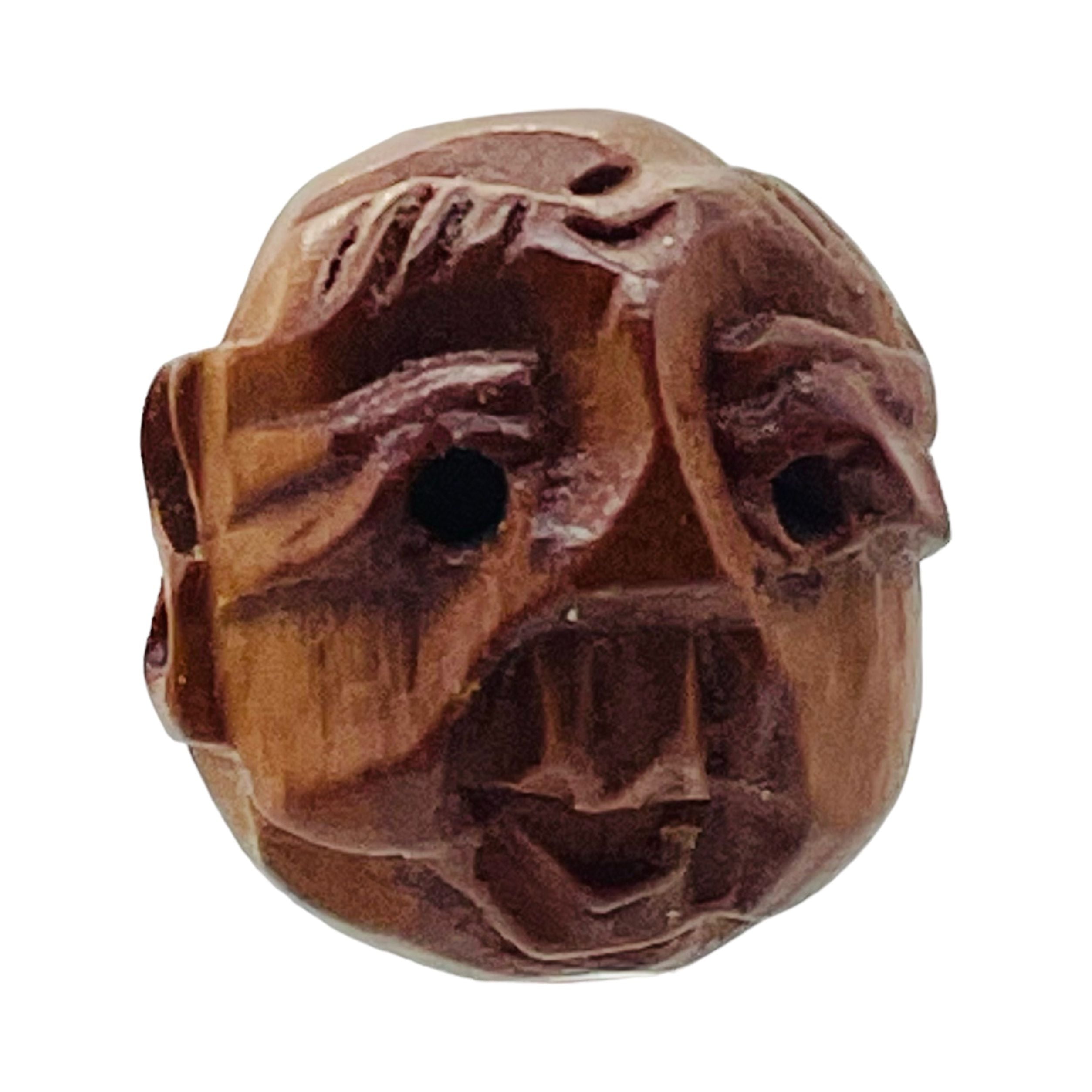Hand Carved Face of Buddha Boxwood Ojime/Netsuke Bead | 1 Bead | | 15mm ...