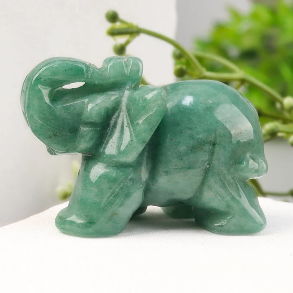 Hand Carved Gemstone Elephant Figurine, Natural Stone, Amethyst, Mini ...