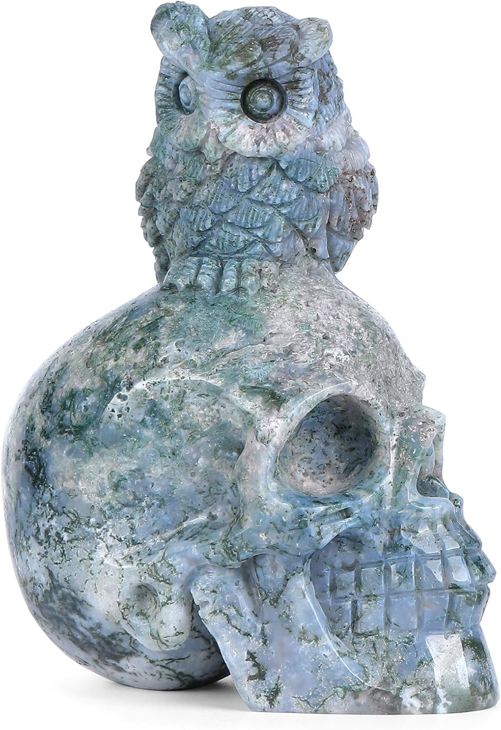 Hand Carved Gemstone Skulls Statue Figurines for Home Office Decor ...