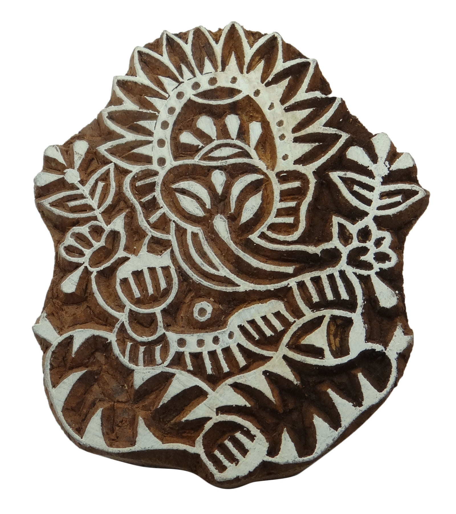 Hand Carved Lord Ganesha Pattern Printing Wood Blocks Te x tile Stamp ...