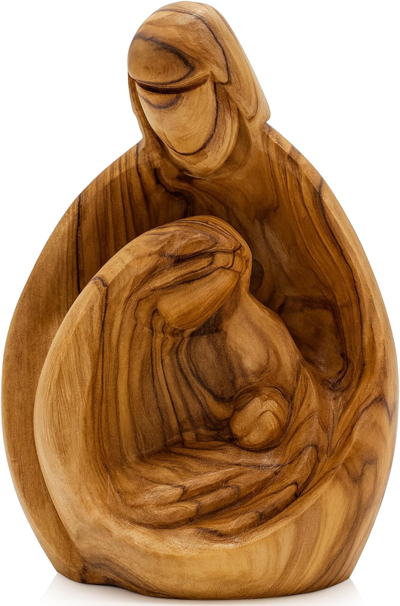Hand-Carved Olive Holy Family Statue - Mary, Joseph & Nativity Scene ...