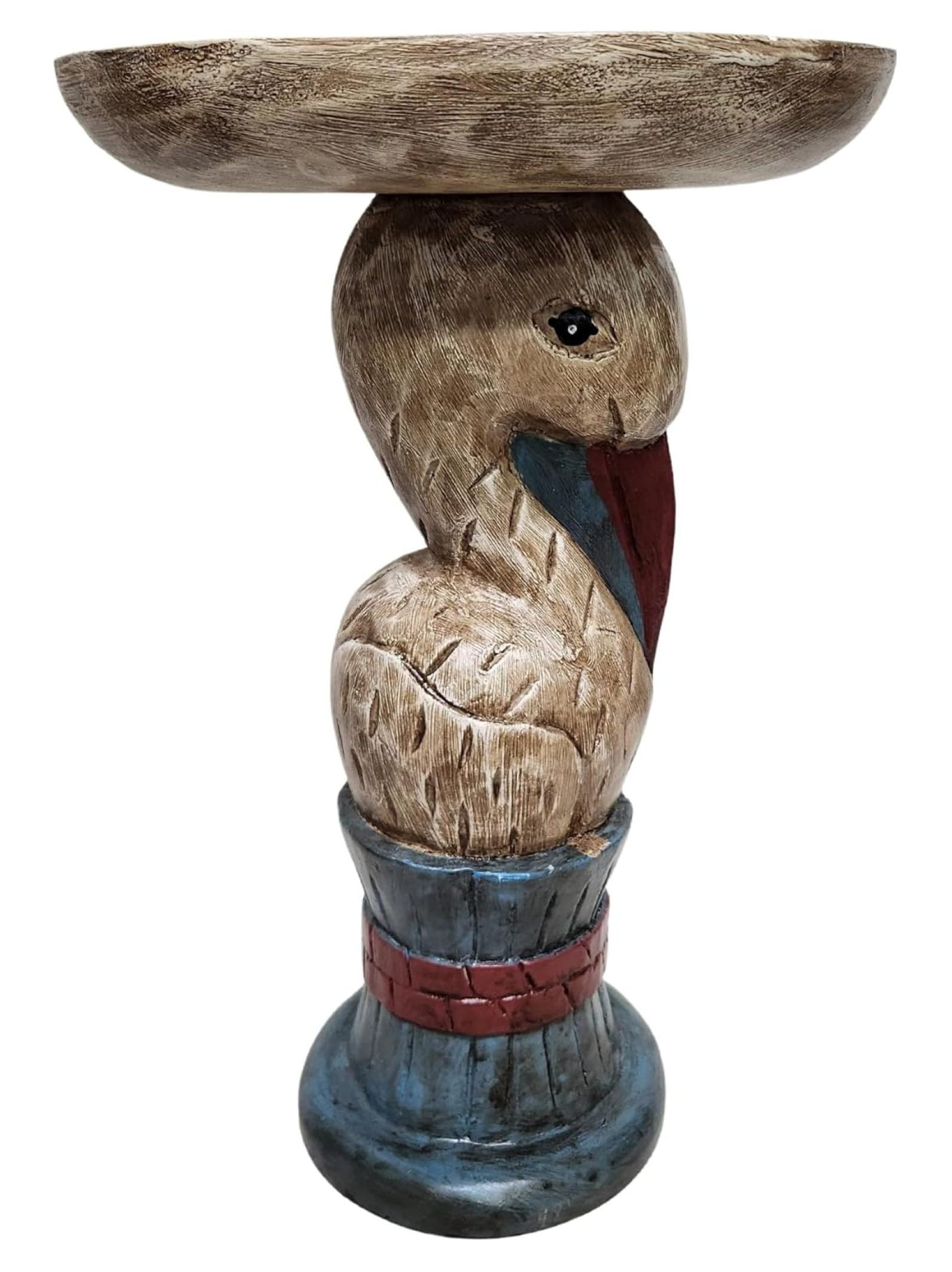 Hand Carved Pelican Table - Rustic Wood End Table Plant Stand ...