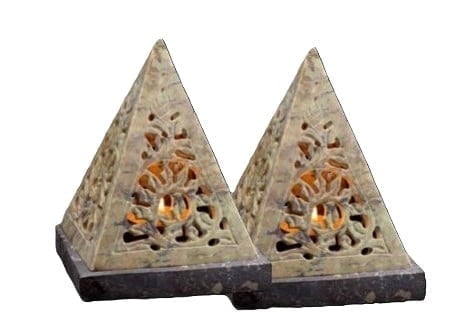 Hand Carved Soapstone Terra Lights, Pyramid Tea Light Holder, Carved ...