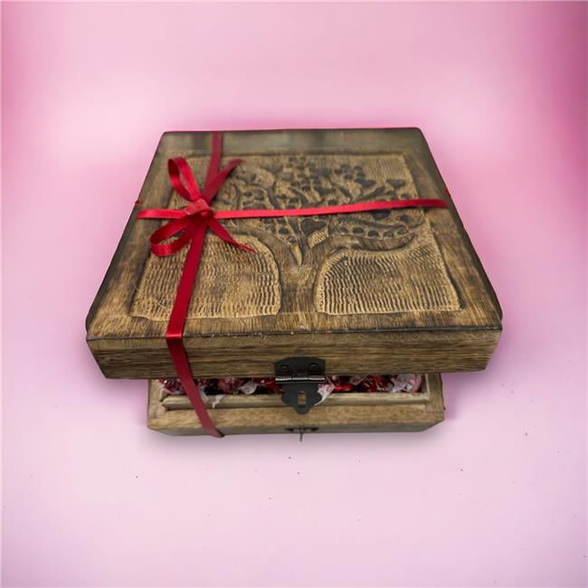 Hand Carved Tree of Love Hinged Square Table Box - Walmart.com