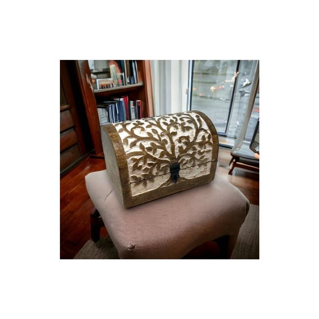 Hand Carved Wood Tree of Life Half-Round Table Chest - Walmart.com