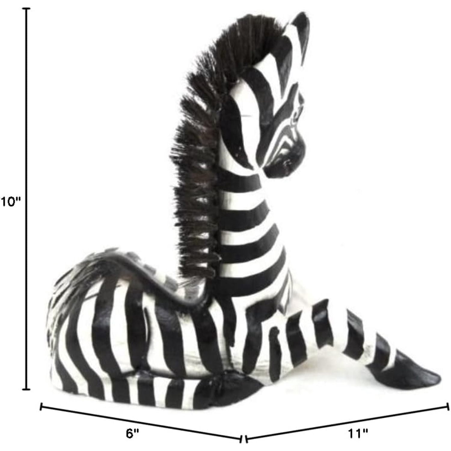Hand Carved Wooden African Safari Baby Zebra Statue Laying Down ...