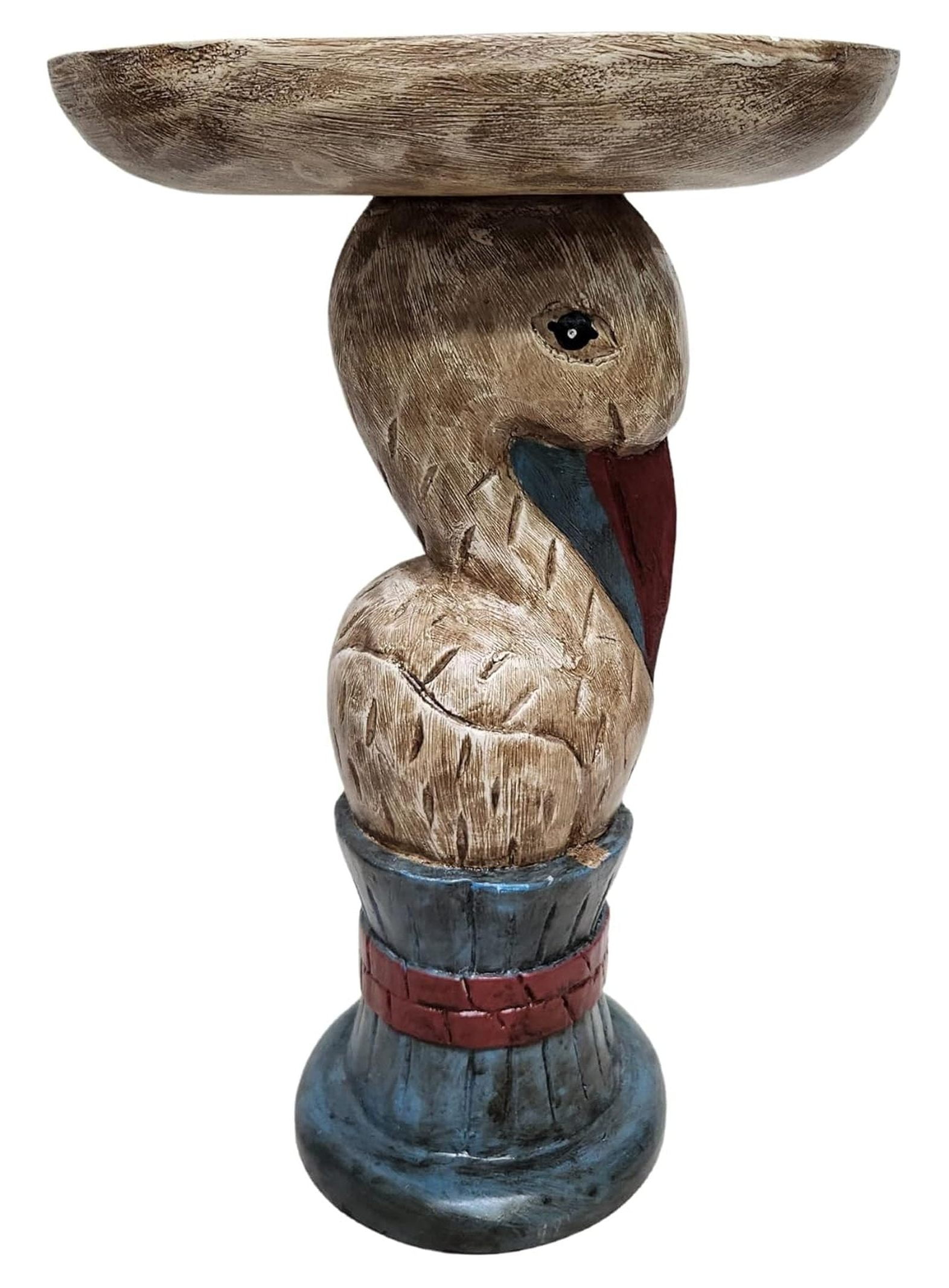 Hand Carved Wooden Rustic Pelican Fish End Table Plant Stand Wood ...