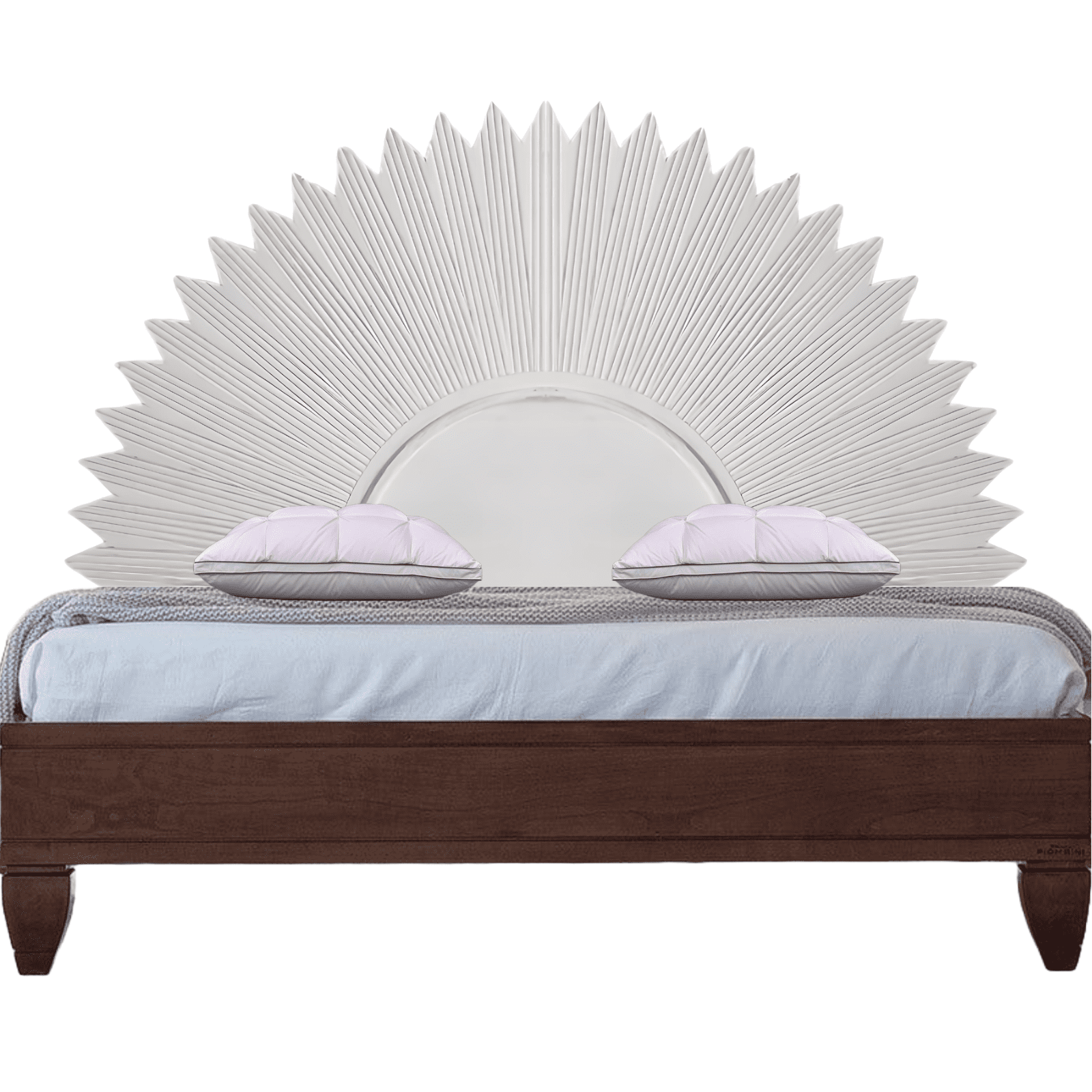 Hand Carving - White Half Sun Bed Headboard Boho Bed Headboard Morocco ...