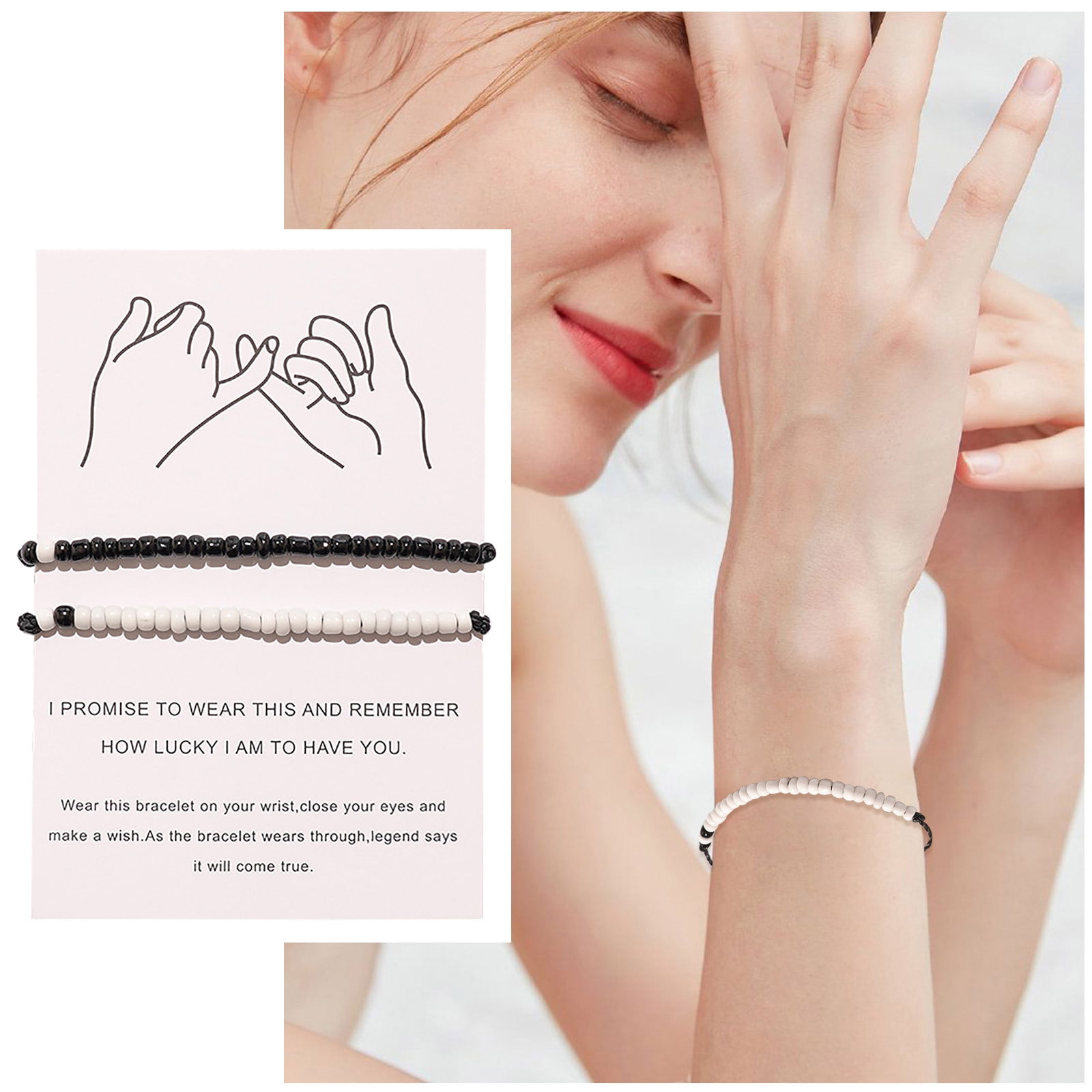 Hand Chain Bracelet Friend Distance Matching Bracelets With Message ...