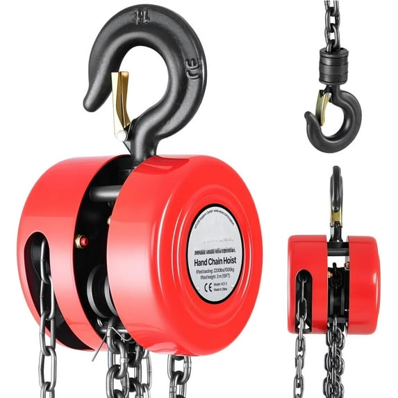 Hand Chain Hoist, 1 Ton 2200 lbs Capacity, Manual Chain Block with ...