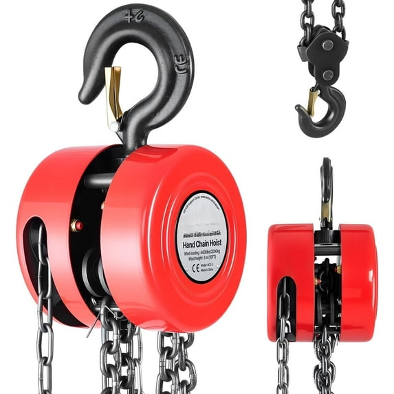 Hand Chain Hoist, 2 Ton 4400 lbs Capacity, Manual Chain Block with ...