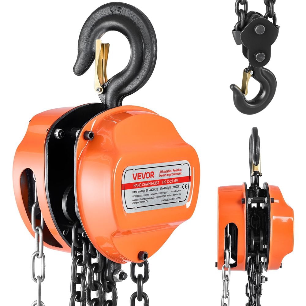 Hand Chain Hoist, 2 Ton 4400 lbs Capacity, Manual Chain Block with ...