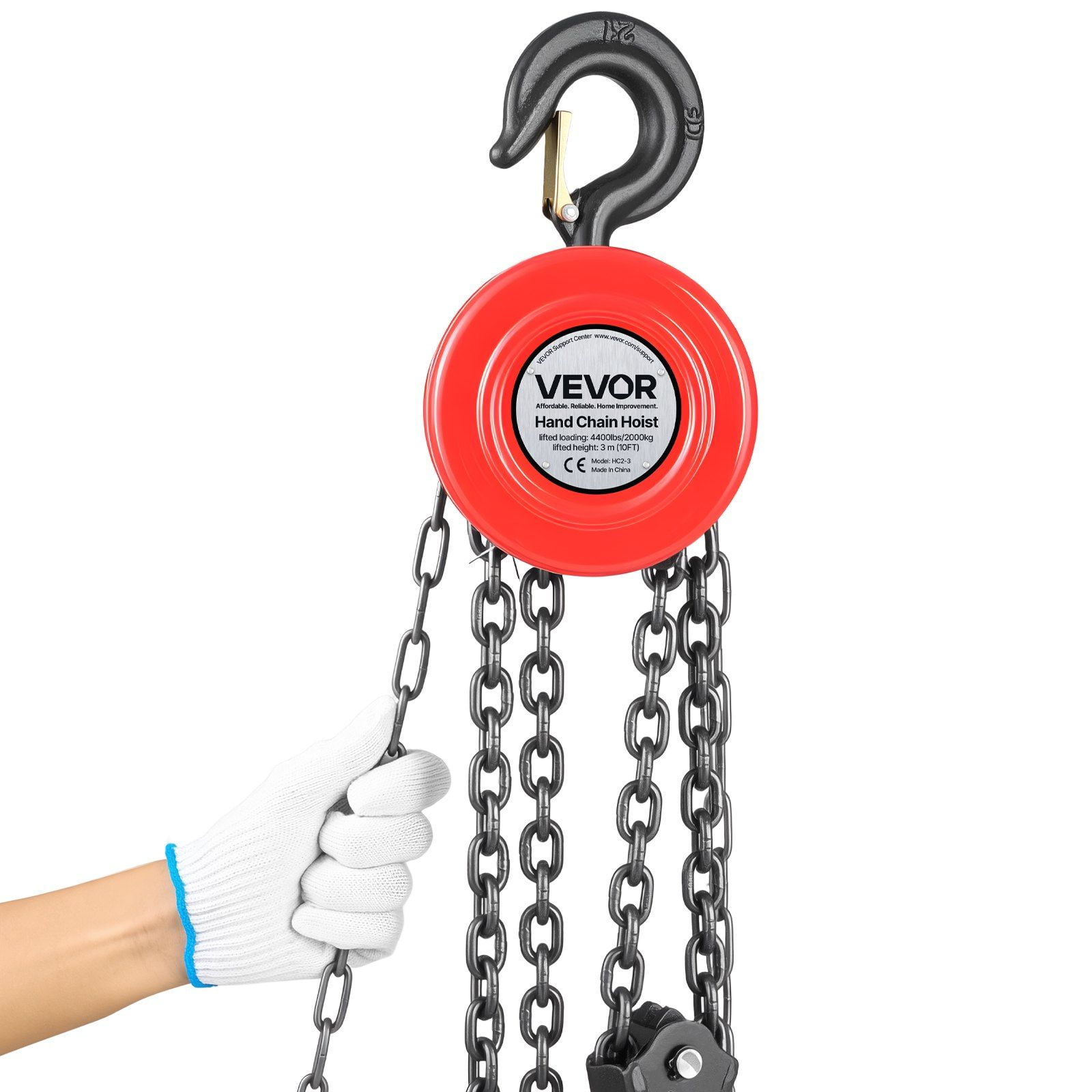 Hand Chain Hoist 2 Ton (4400 lbs) Capacity, Manual Chain Block with ...