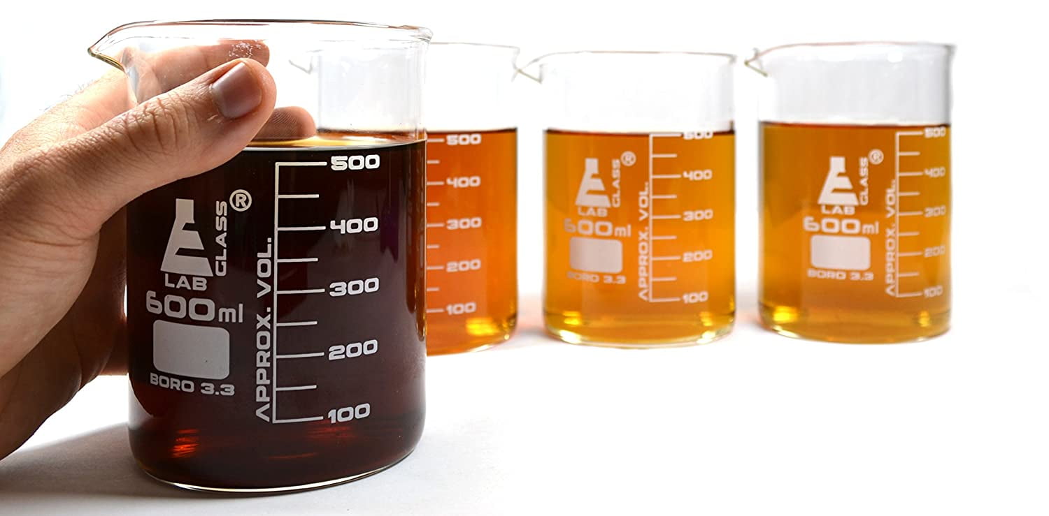 Hand Crafted Beaker Kitchen Glasses - 20oz (600mL) - Pack of 4 ...