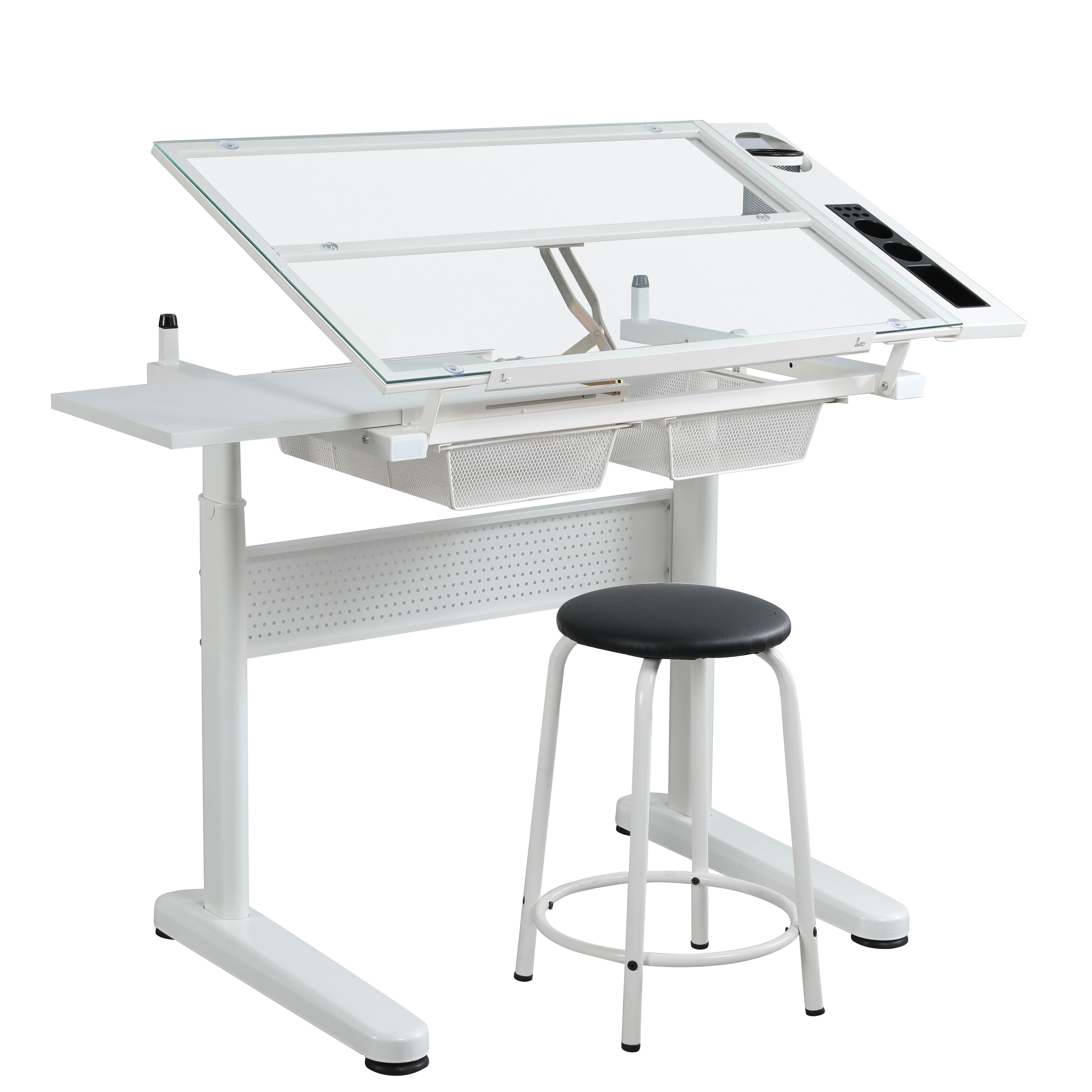Hand Crank Adjustable Drafting Table Drawing Desk th 2 Metal Drawers ...