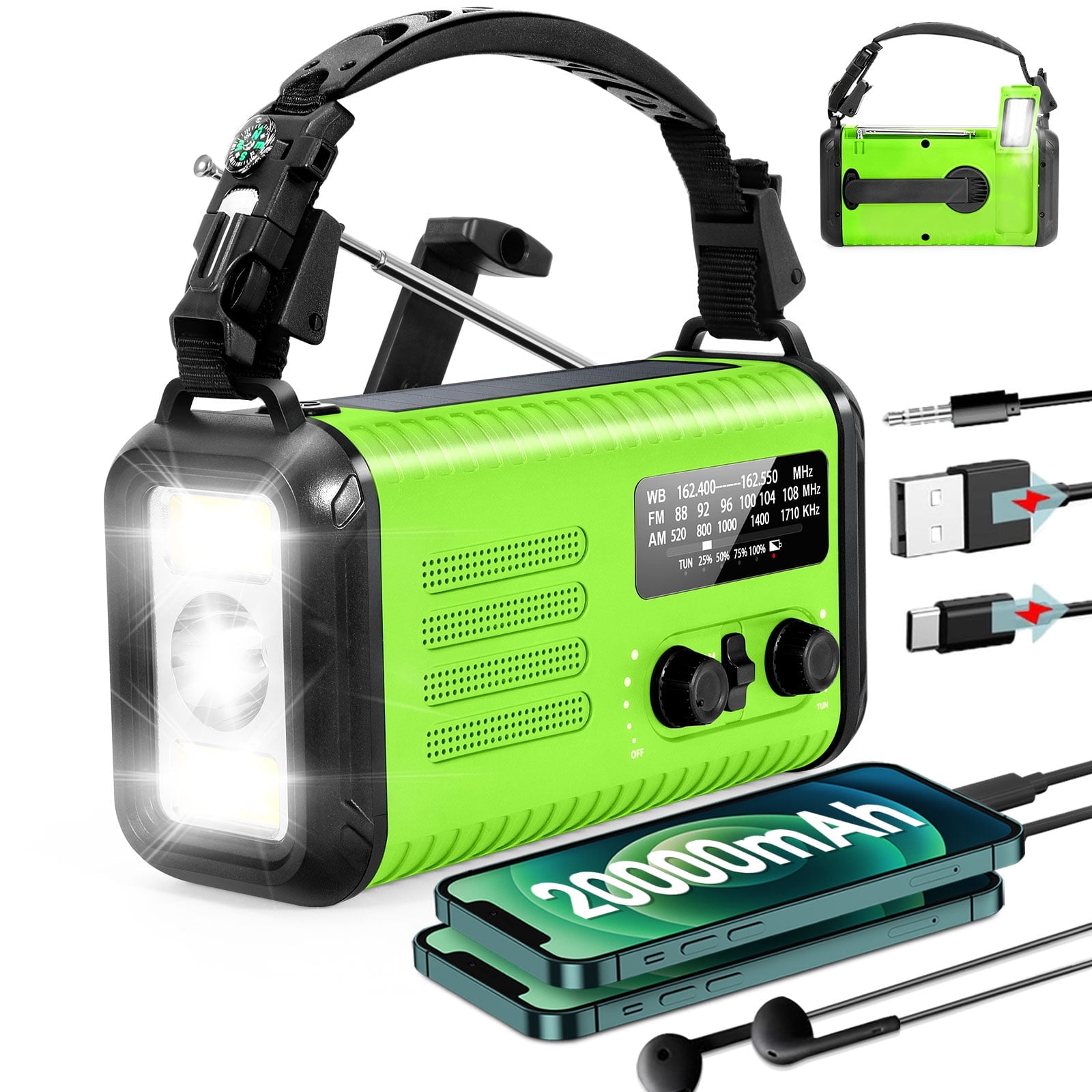 Hand Crank Emergency Radio, NOAA Weather Radio with AM/FM & Solar Radio ...