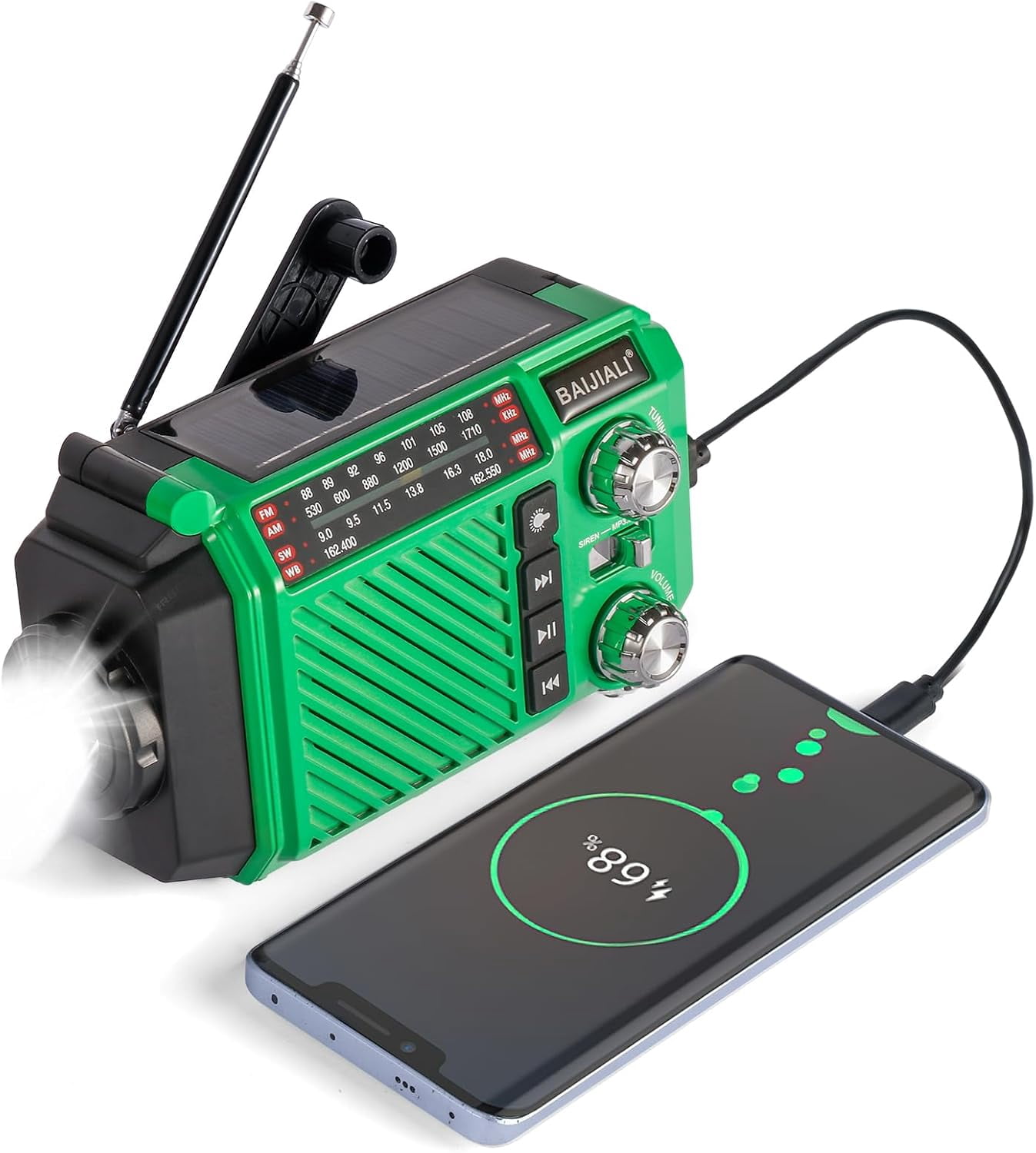 Hand Crank Emergency Weather Radio with 2600mAh/9620mWh Power Bank ...