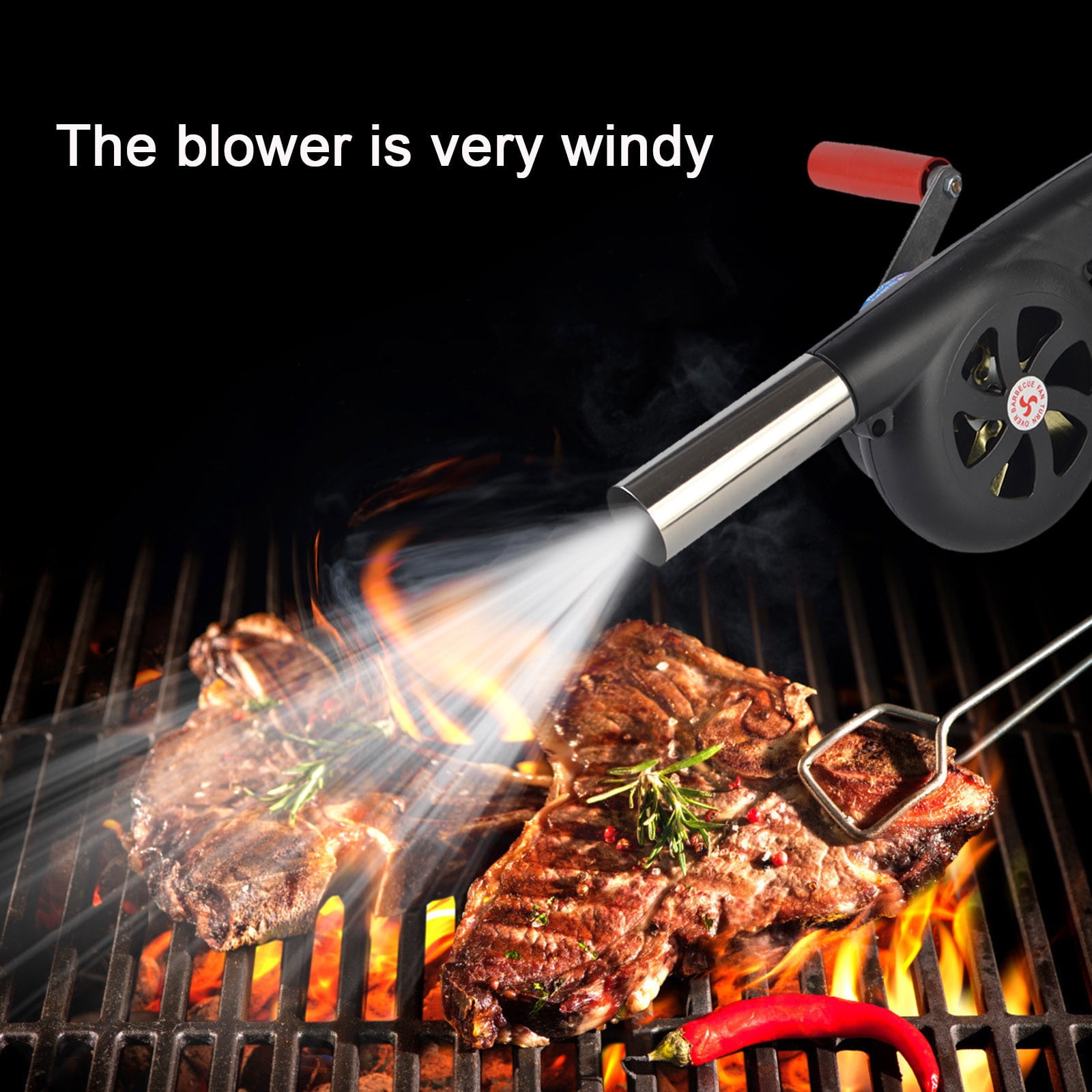 Hand Crank Fire Blower, Portable Manual BBQ Bellows for Camping, 11 ...