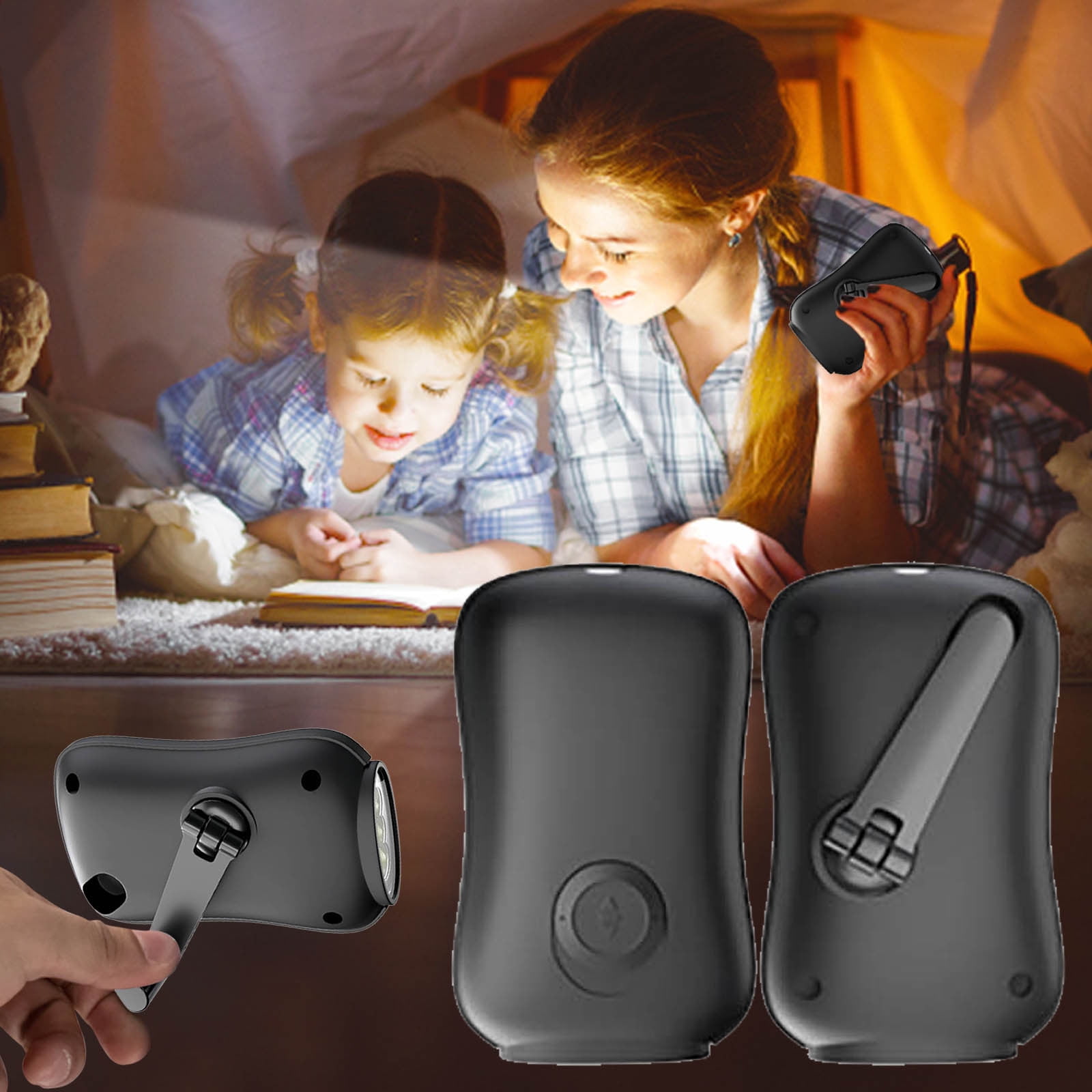 Hand Crank LED Flashlight, 3 Bright LEDs, Rechargeable 40mAh Battery ...