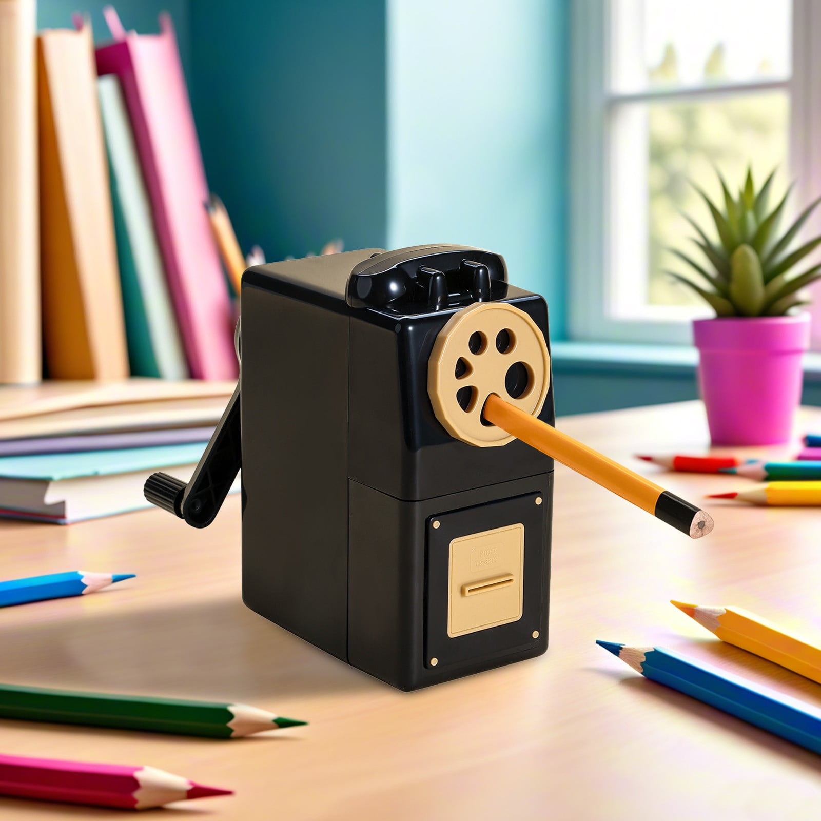 Hand Crank Pen-cil Sharpener, Large Hole Sharpener for Artists, Heavy ...