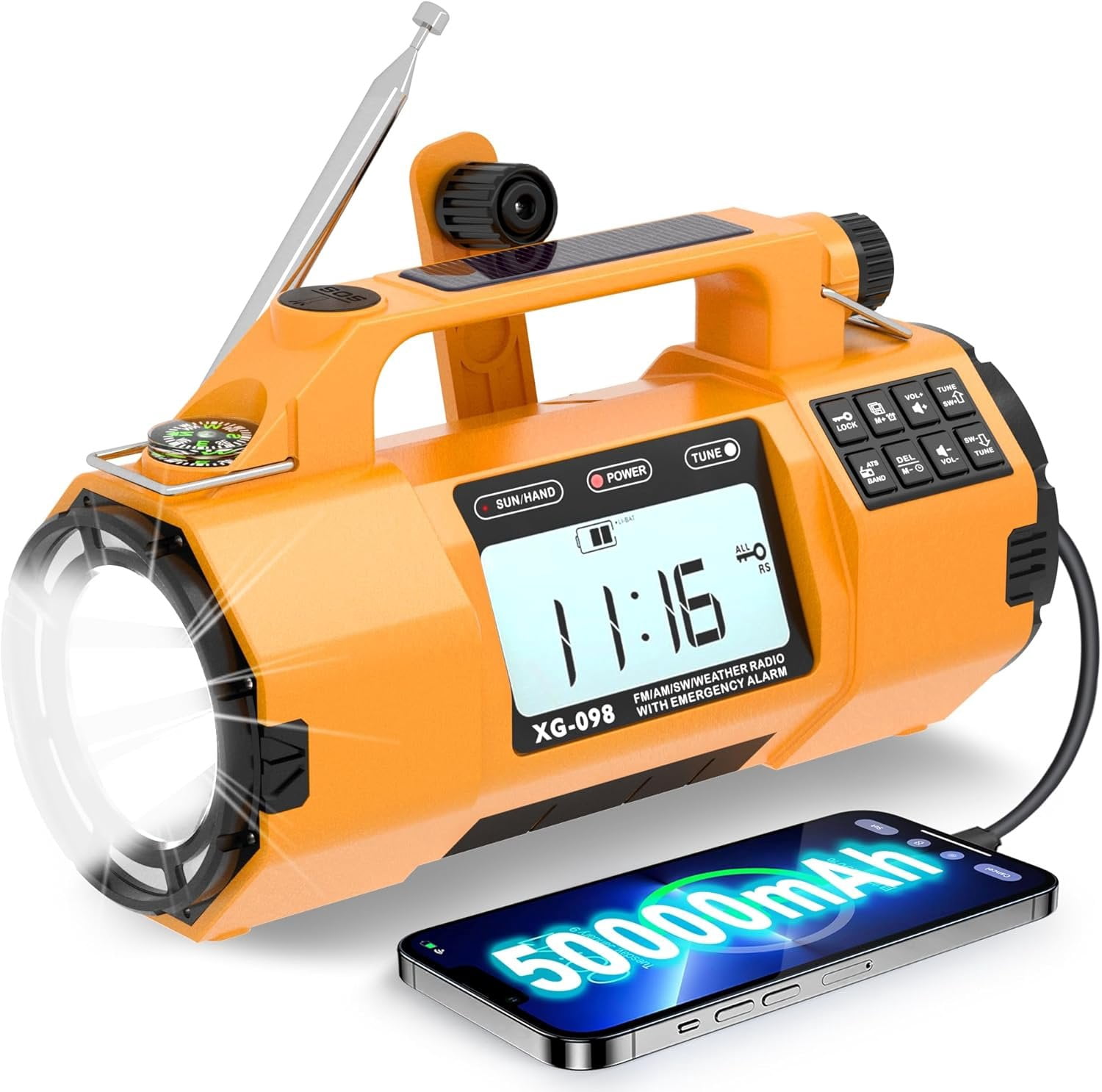 Hand Crank Radio with NOAA Weather Alert, Replaceable , Rechargeable ...