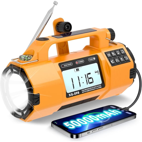 Hand Crank Radio with NOAA Weather Alert, Replaceable , Rechargeable ...