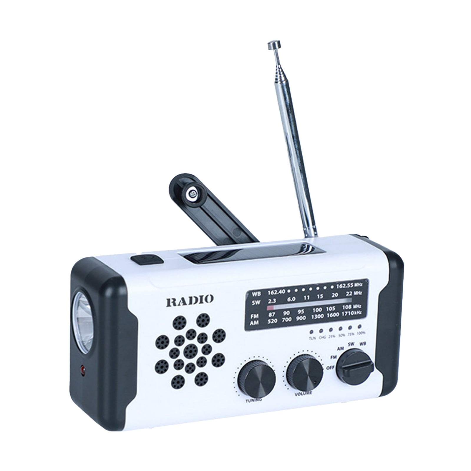 Hand Crank Solar Emergency AM/FM/NOAA 300+M Flashlight Signal Power ...