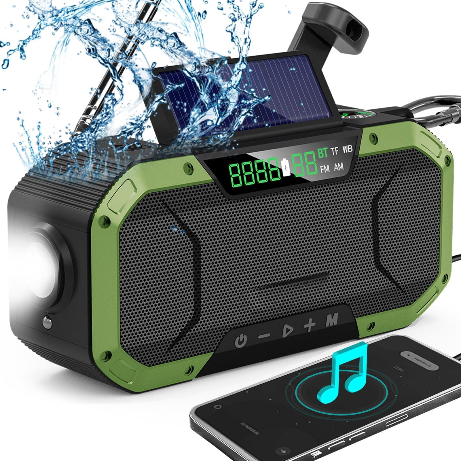 Hand Crank Solar Power Emergency Radio With Waterproof Portable Am Fm ...