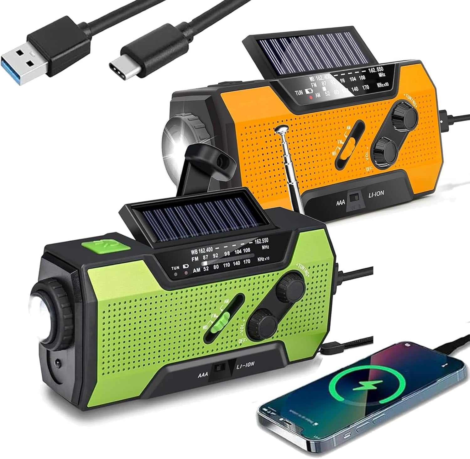 Hand Crank Solar Radio, Portable Solar Radios and Crank Emergency ...