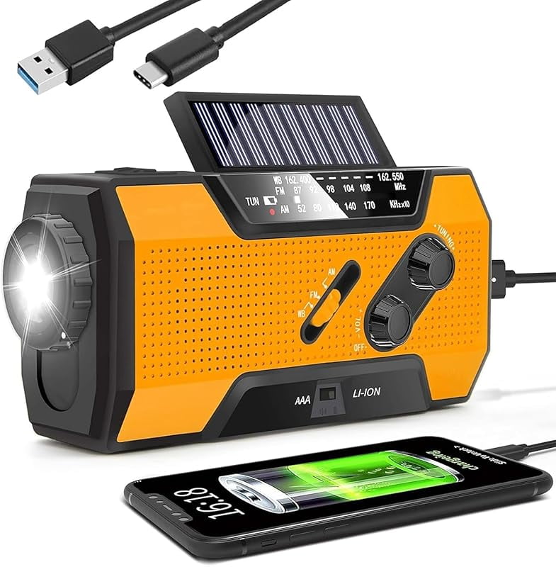 Hand Crank Solar Radio, Solar Powered Radio with Hand Crank, Emergency ...