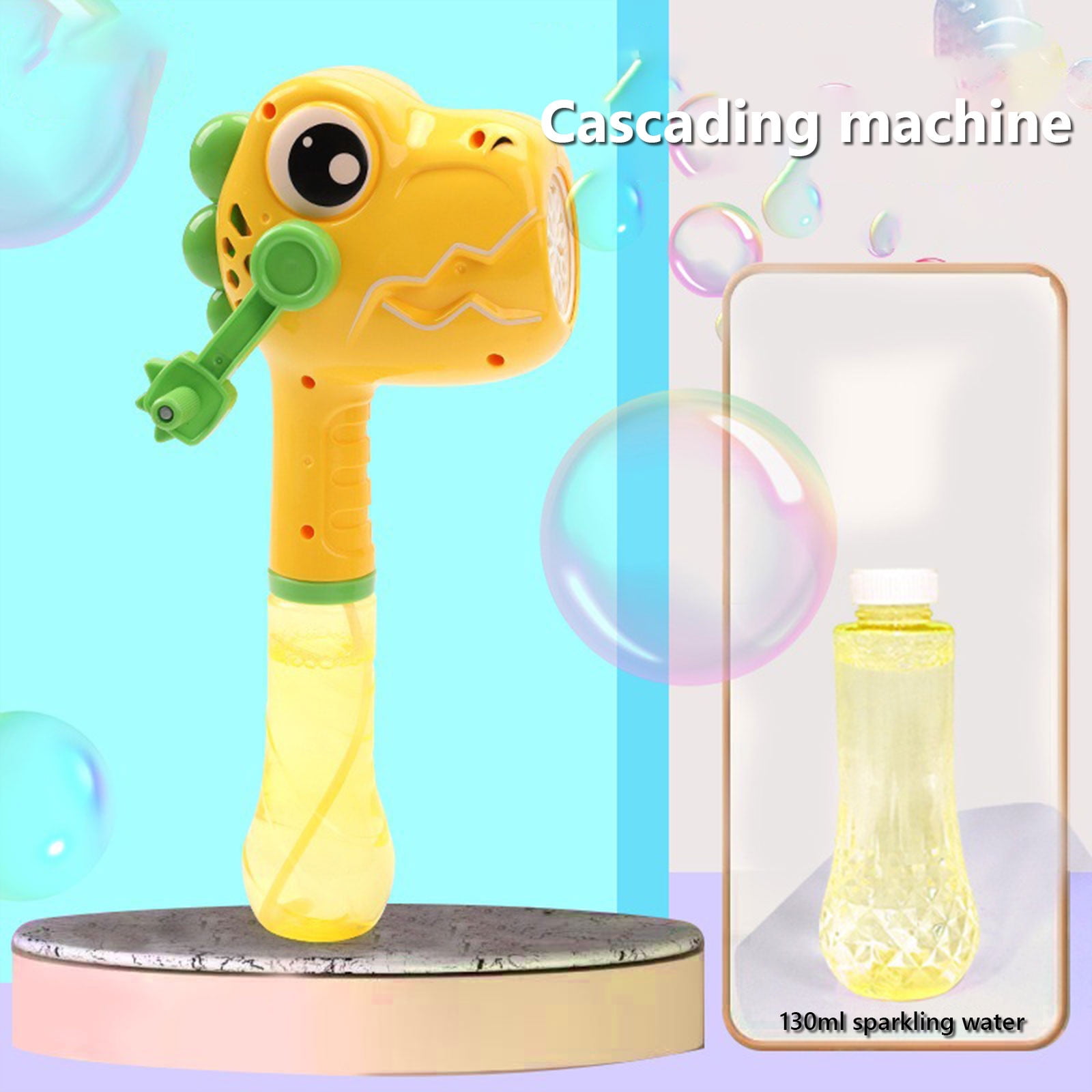 Hand Cranked Dinosaur Bubble Blower Toy, Manual Multi-Hole Bubble Machine with 130ml Bubble ...