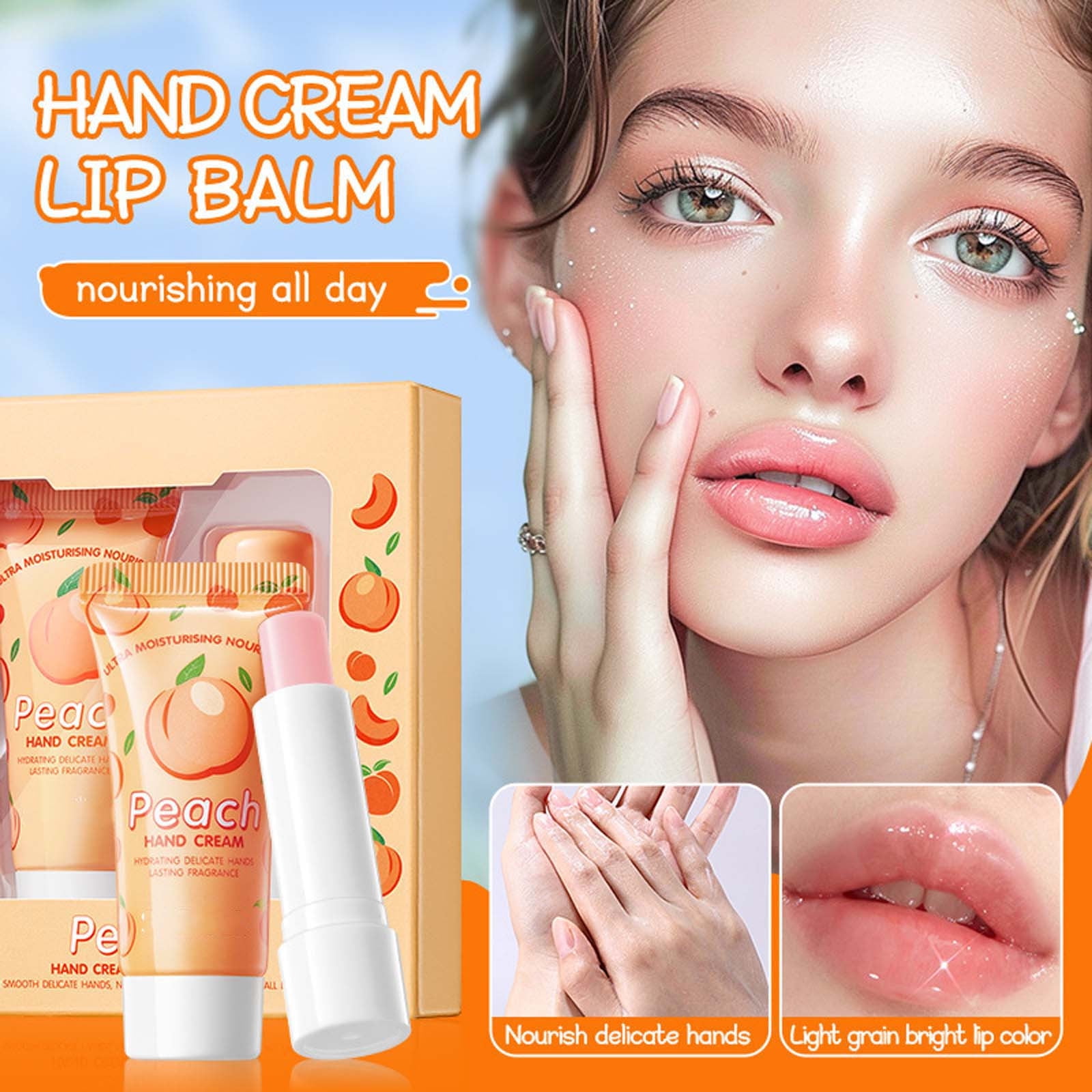 Hand Cream & Lip Balm Set, Nourishing Hand and Lip Care Combo, Moisturizing Hand Cream with ...