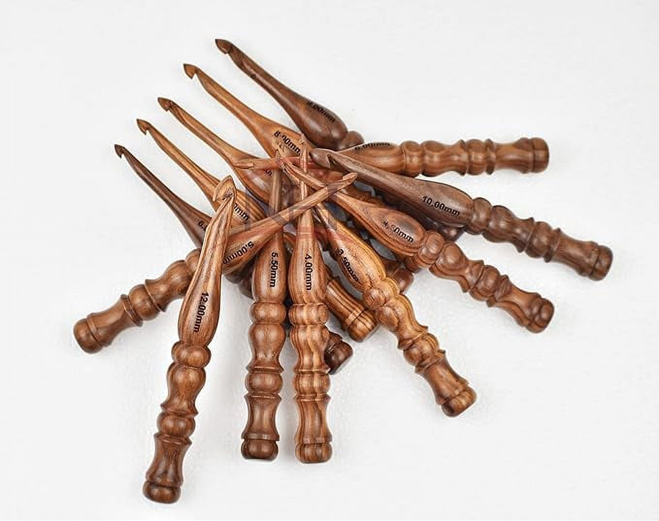 Hand Crochet Hook Set of 14 3.5 mm to 16 mm ! Rosewood Crochet ! m&m t ...
